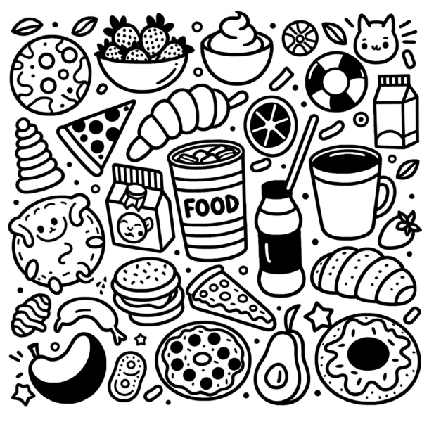 Ausmalbild Essen PDF zum Ausdrucken - Meine-Malvorlage.de
