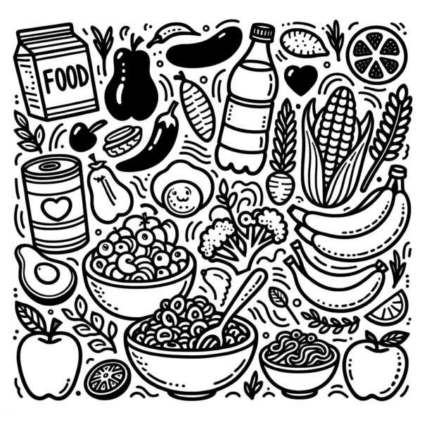Kostenlose PDF Lebensmittel Malbild - Meine-Malvorlage.de