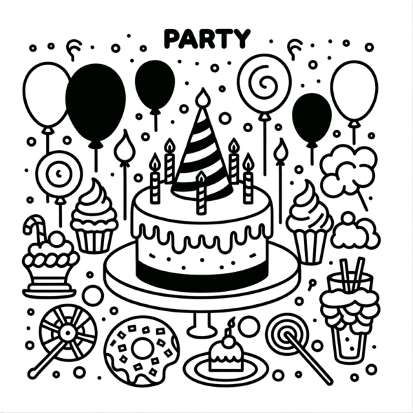 Party Ausmalbilder PDF downloaden - Meine-Malvorlage.de