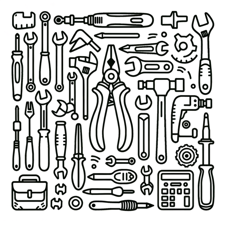 Werkzeug Ausmalbild PDF zum Drucken - Meine-Malvorlage.de